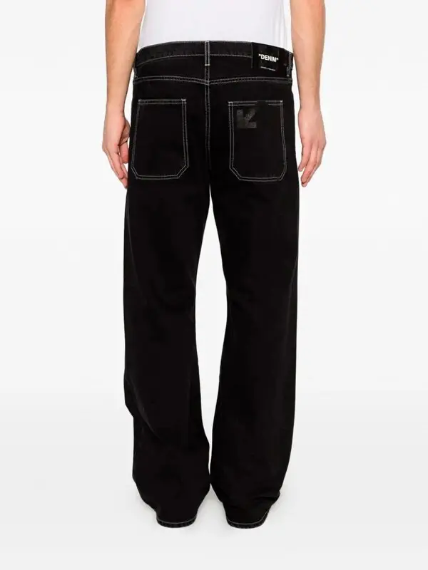 Off-White Slim Relaxed Fit Jeans With Half Arrow Detail - Multicolor