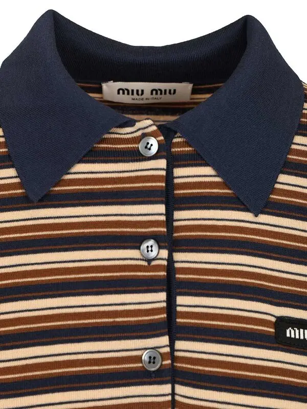 Miu Miu Striped Wool Knit Polo Shirt