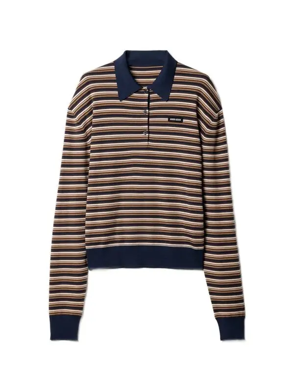 Miu Miu Striped Wool Knit Polo Shirt