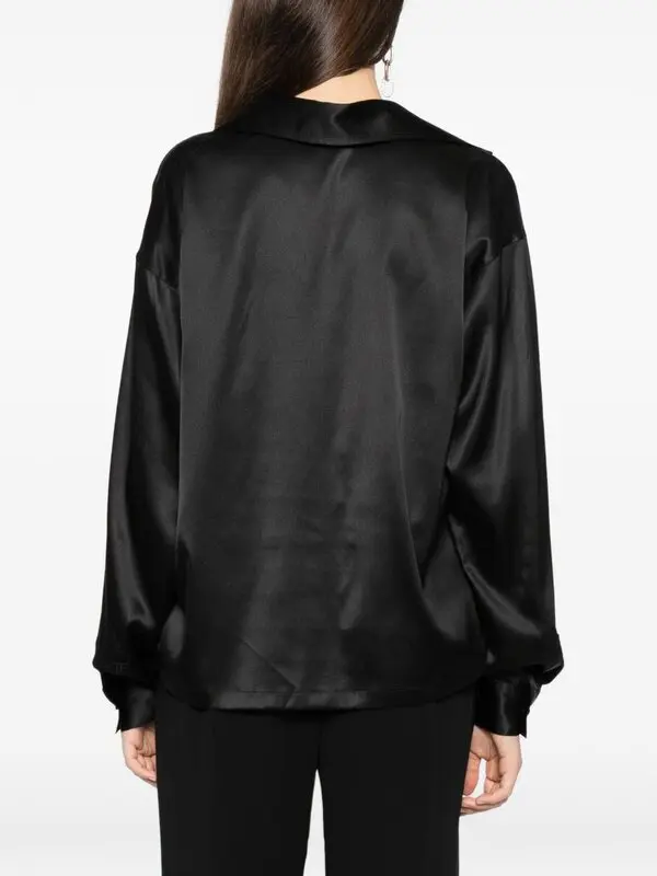 TOM FORD Silk Long Sleeve Polo Shirt - Black