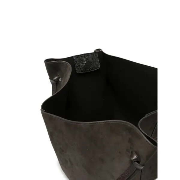 Yuzefi Leather Shoulder Bag With Knotted Handles - Brown