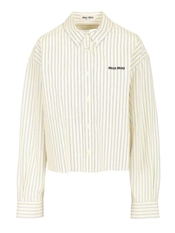 Miu Miu Striped Cotton Button-down Shirt - Cream