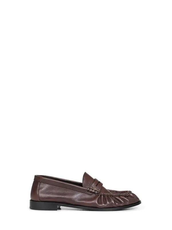 Saint Laurent Brown Matte Leather Loafers - Multicolor