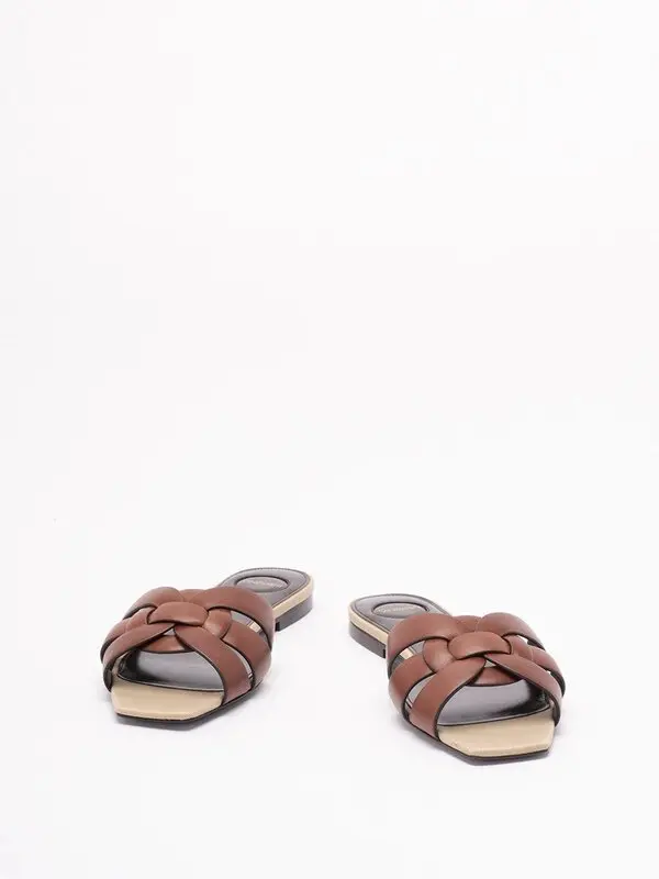 Saint Laurent Tribute Braided Leather Flat Sandals