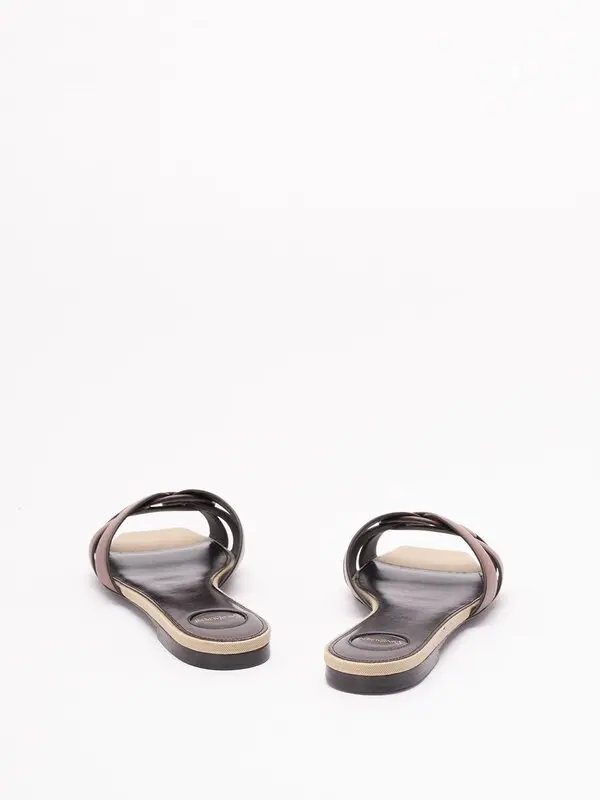Saint Laurent Tribute Braided Leather Flat Sandals