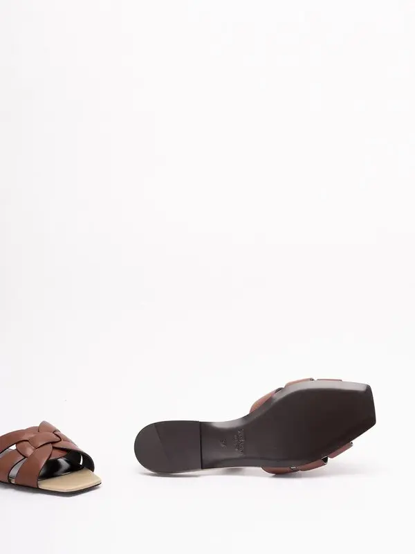 Saint Laurent Tribute Braided Leather Flat Sandals