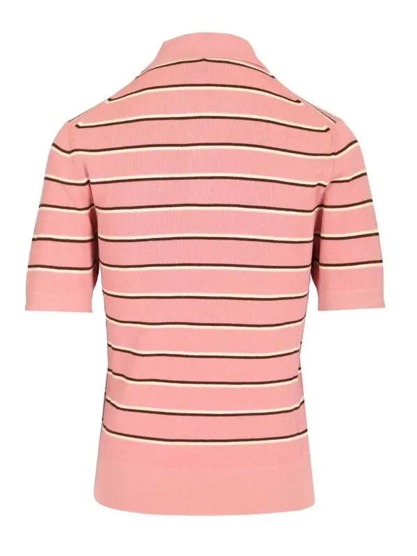 Miu Miu Striped Cotton Knit Polo Shirt