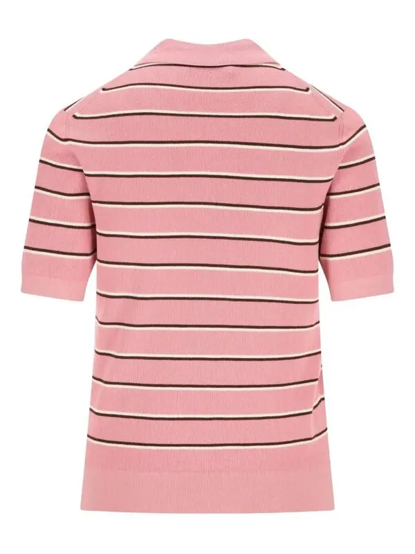 Miu Miu Striped Cotton Knit Polo Shirt