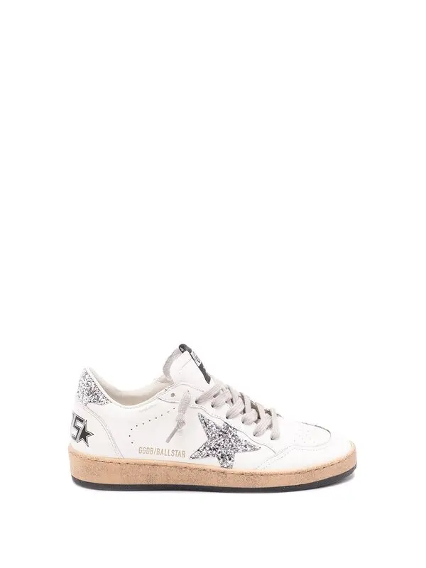 GOLDEN GOOSE Ball Star Leather Sneakers With Glitter Accents - Multicolor