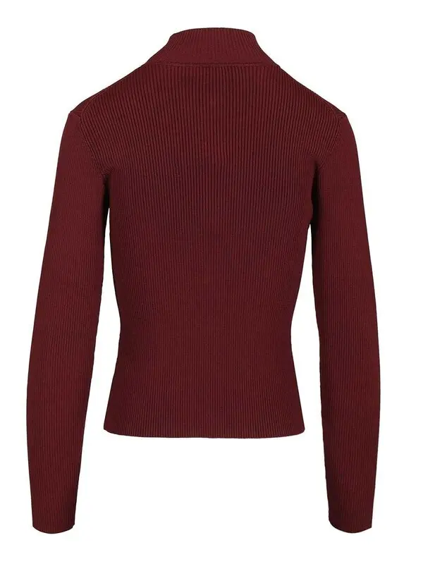 SELF-PORTRAIT Long-sleeved Knitted Top With Keyhole And Gold Buttons