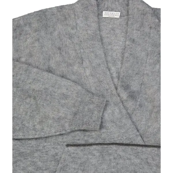 Brunello Cucinelli Mohair Wool Pullover With V Neckline And Front Pocket