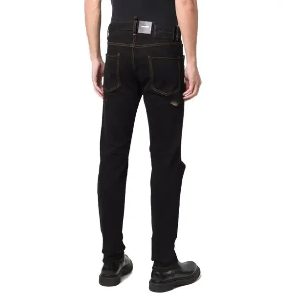 Dsquared2 Cotton Blend Distressed Denim Jeans - Black