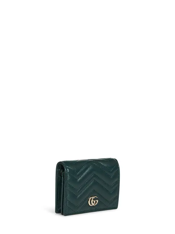 Gucci Green Gg Marmont Card Case Wallet - Multicolor