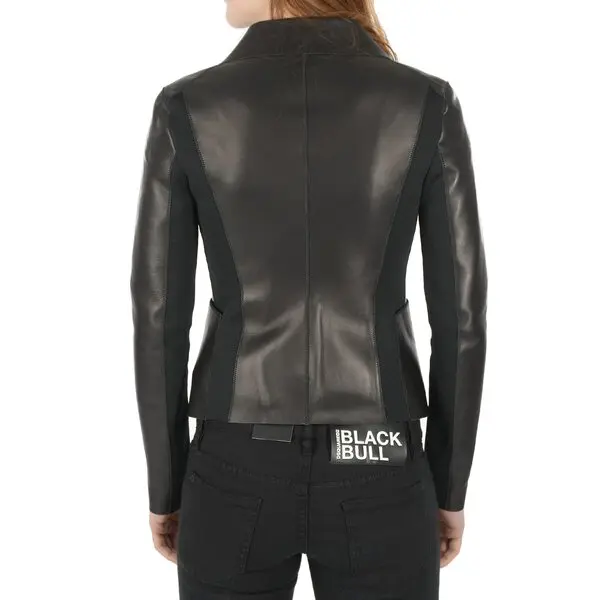 Dsquared2 Leather Jacket With Metal Button Detail