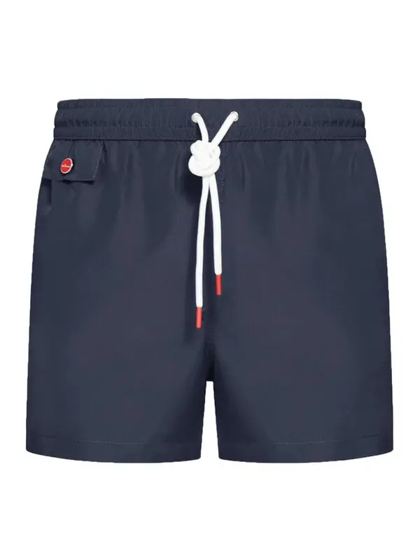 Kiton Short Swimsuit In Lightweight Technical Fabric - Blue