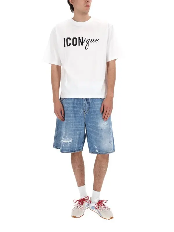 Dsquared2 Denim Surfer Shorts With Logo - Blue