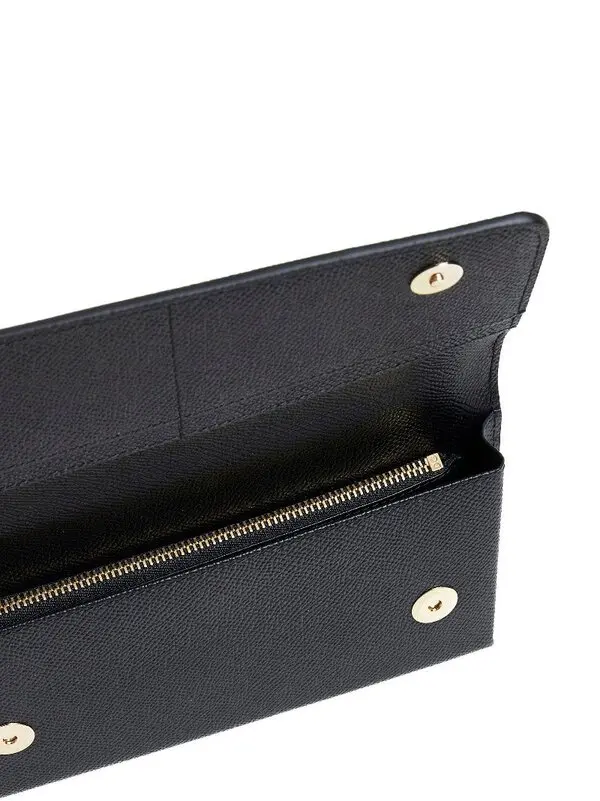 Dolce & Gabbana Calfskin Leather Phone Bag With Top Handle And Chain Strap