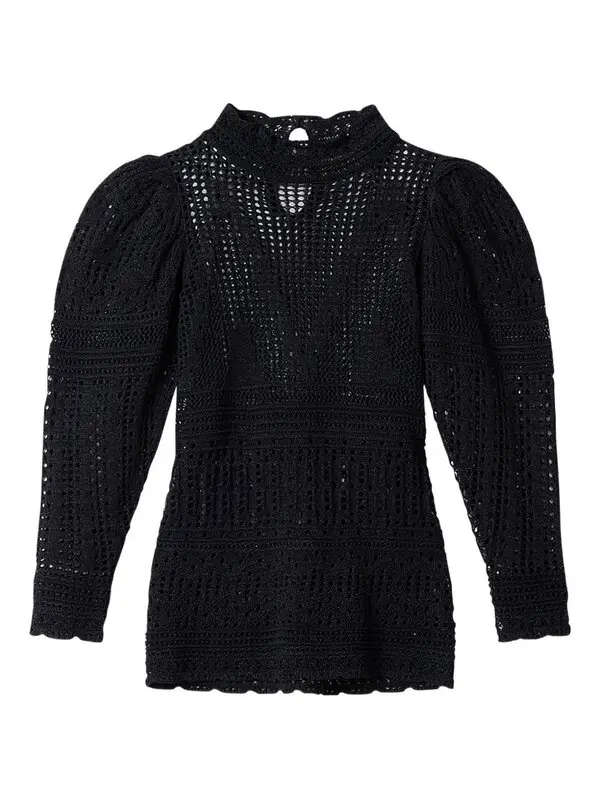 Isabel Marant Étoile Dahara Openwork Knit Puff Shoulder Top - Multicolor