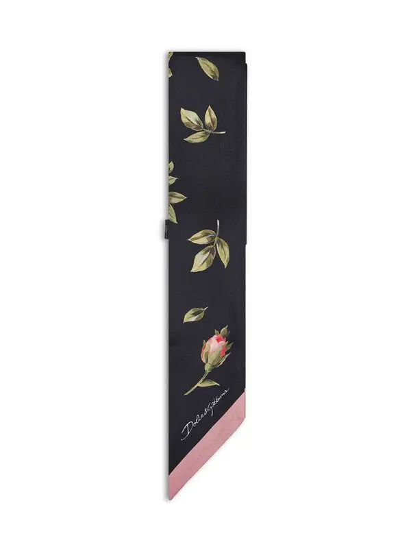 Dolce & Gabbana Rose Bouquet Print Silk Twill Bandeau - Multicolor