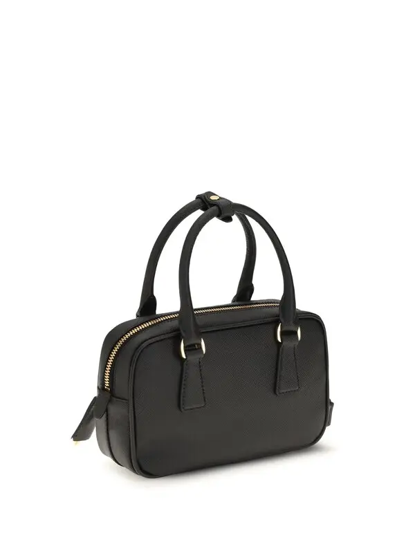 Prada Saffiano Leather Handbag With Metal Triangle Logo