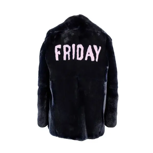 Alberta Ferretti Rabbit Fur Jacket With "friday" Appliqu