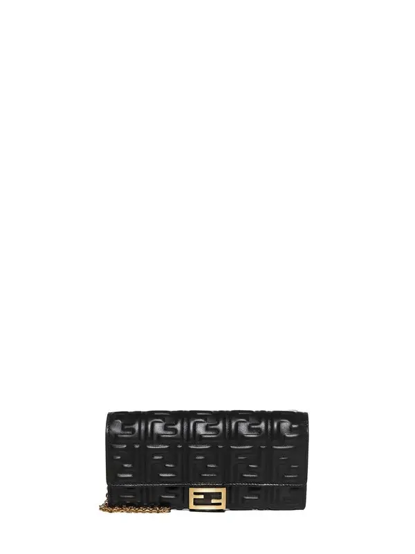 Fendi Ff Wallet In Black Nappa Leather - Multicolor