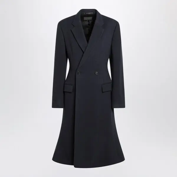 Balenciaga Midi Godet Wool Coat