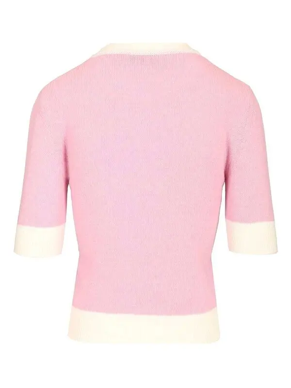 Marni Cropped Wool Blend Knit Top With Contrasting Trim - Multicolor