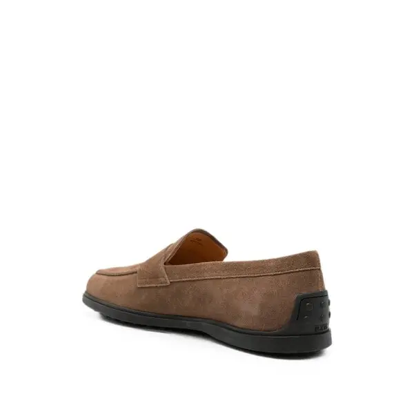 TOD'S Suede Penny Strap Loafers - Brown