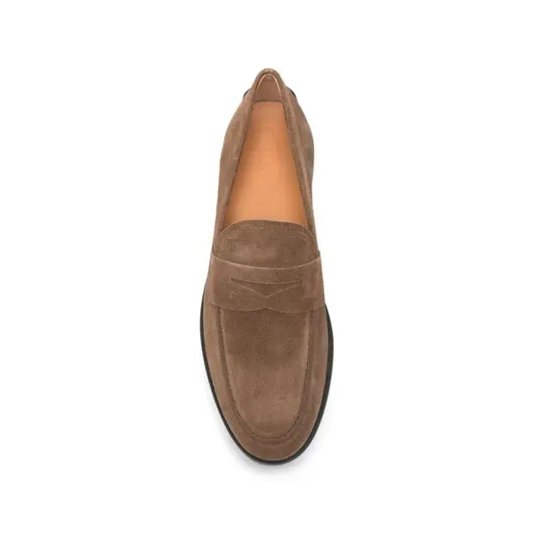 TOD'S Suede Penny Strap Loafers - Brown