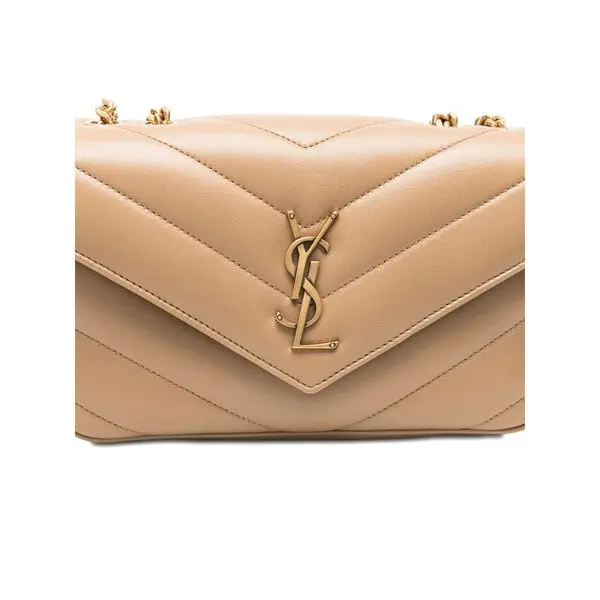 Saint Laurent Quilted Lambskin Shoulder Bag - Brown