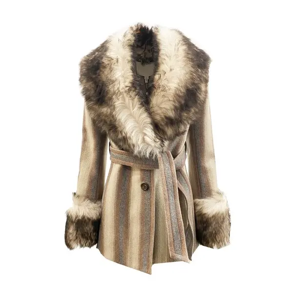 Marc Jacobs Fur Trimmed Wool Coat - Brown