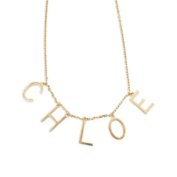 Chloé Tone Letter Pendant Chain Necklace - Gold