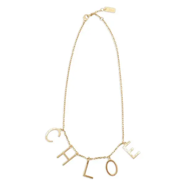 Chloé Tone Letter Pendant Chain Necklace - Gold