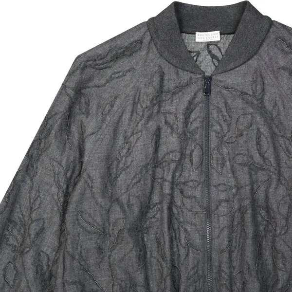 Brunello Cucinelli Wool Jacket With Ribbed Trims