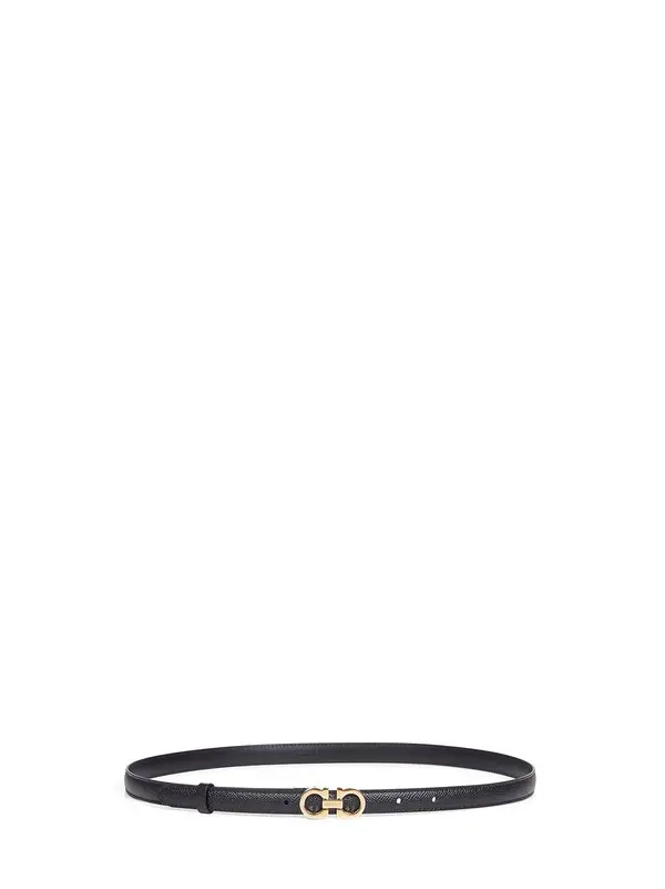 FERRAGAMO Black Hammered Calfskin Gancini Belt - Multicolor