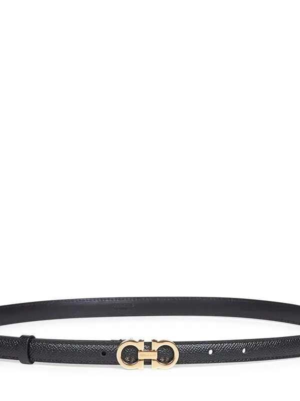 FERRAGAMO Black Hammered Calfskin Gancini Belt - Multicolor