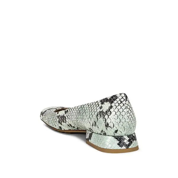 Bottega Veneta Ballerina Flats In Calf Leather With Python Effect - Green