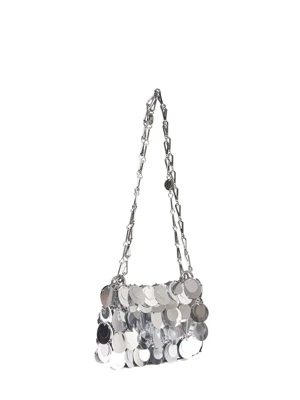 Rabanne Silver Sparkle Discs Nano Shoulder Bag