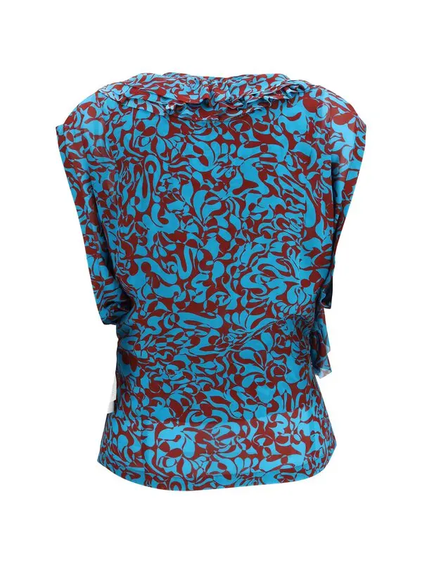 Dries Van Noten Printed Cotton V-neck Wrap Blouse - Multicolor
