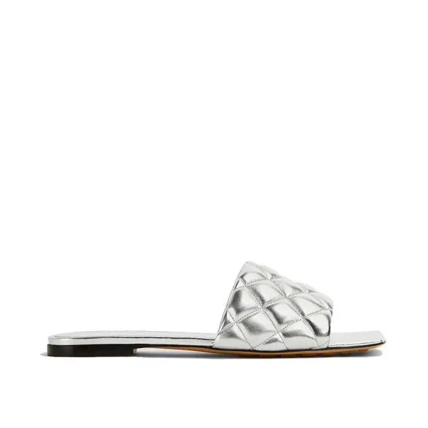 Bottega Veneta Padded Sandals - Silver