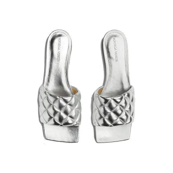 Bottega Veneta Padded Sandals - Silver