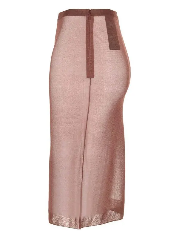 Saint Laurent Pencil Skirt In Transparent Silk Knit - Multicolor