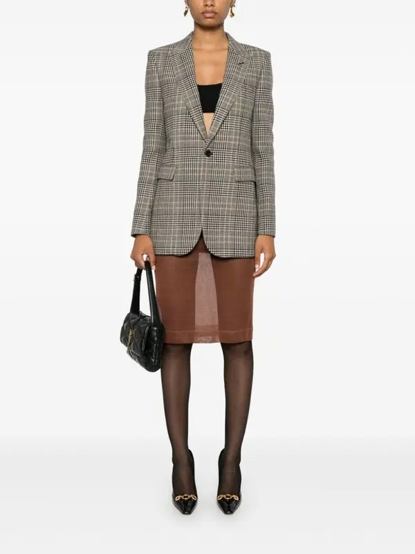 Saint Laurent Pencil Skirt In Transparent Silk Knit - Multicolor
