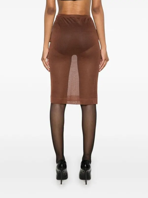 Saint Laurent Pencil Skirt In Transparent Silk Knit - Multicolor