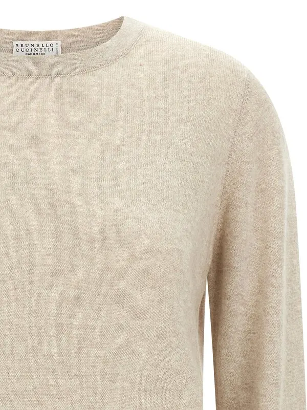 Brunello Cucinelli Ribbed Cashmere High Neck Sweater With Pocket - Cream