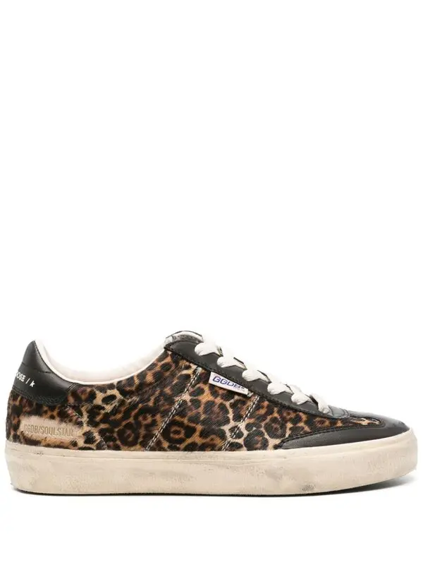 GOLDEN GOOSE Soul Star Leopard Print Lace-up Sneakers - Multicolor