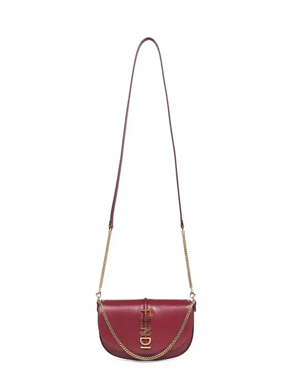 Fendi Burgundy Fendigraphy Wallet On Chain Wallet - Multicolor