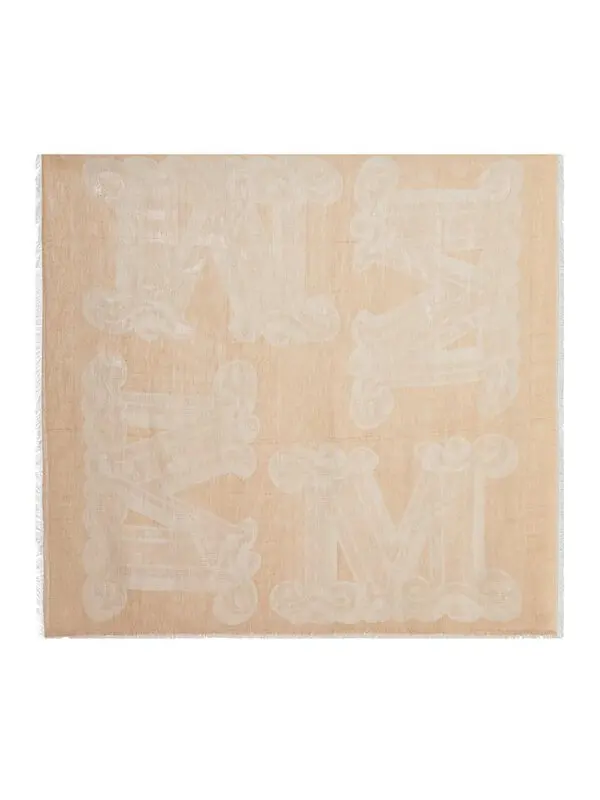 Max Mara Cotton Blend Scarf With Jacquard Logo - Multicolor
