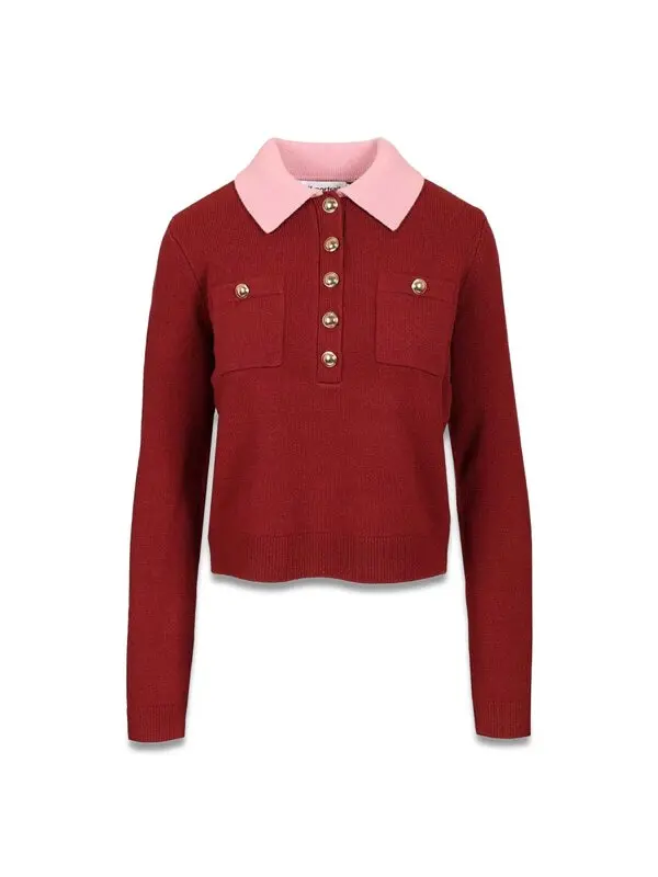 SELF-PORTRAIT Knit Polo Cardigan With Button Detail - Multicolor